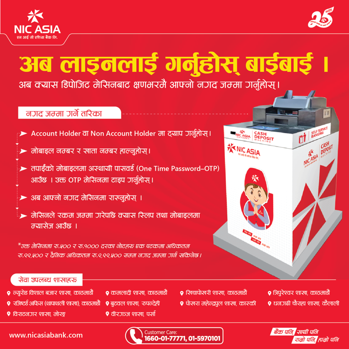 NIC ASIA Bank installs Cash Deposit Machines at 10 branches; bank gradually automating its range ...